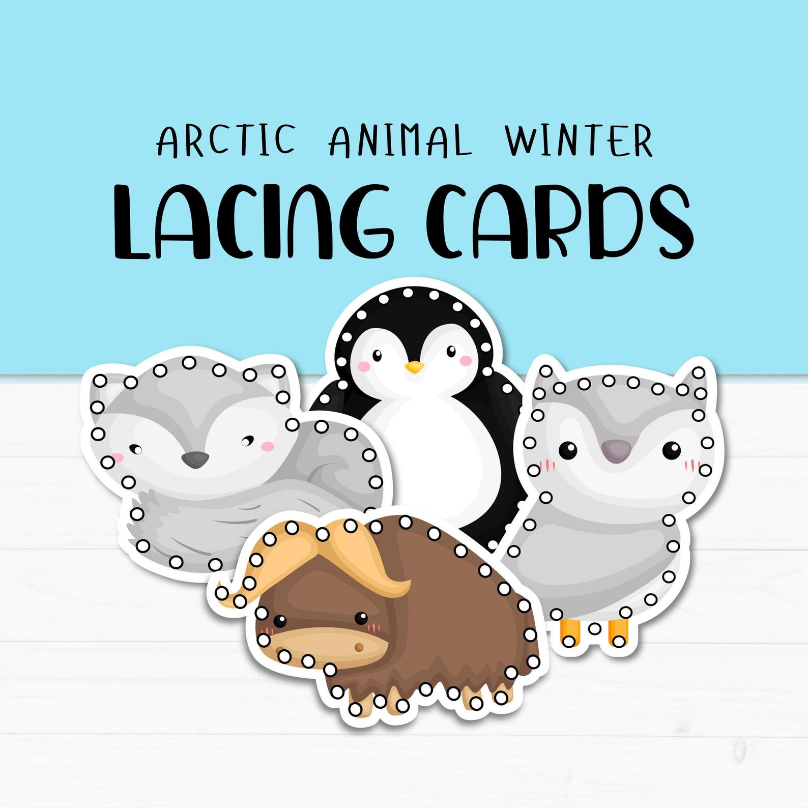 Arctic Animal Winter Lacing Cards | Homeschool & Preschool Fine Motor ...