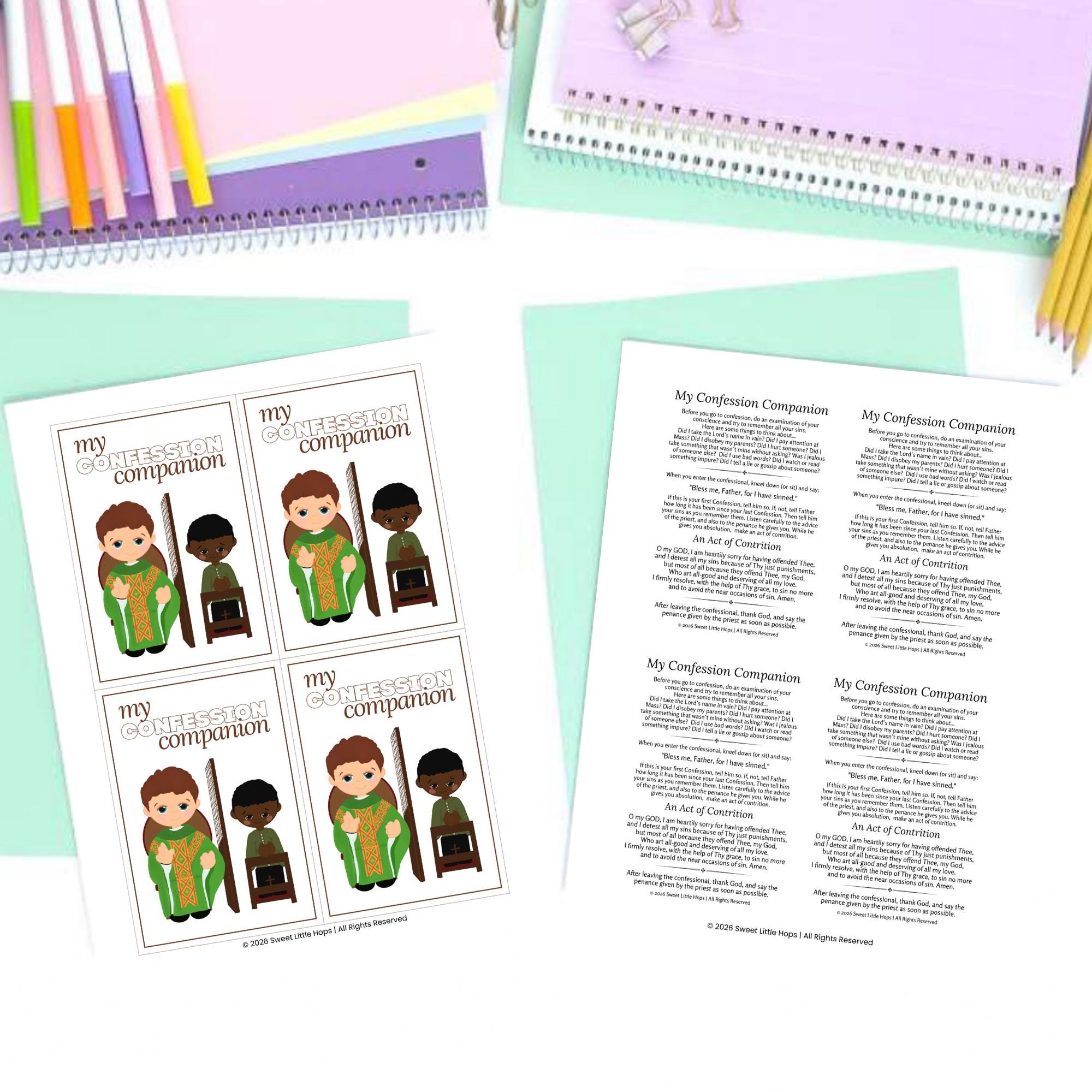 First Confession Companion Cards for Kids | Traditional Catholic Act of ...