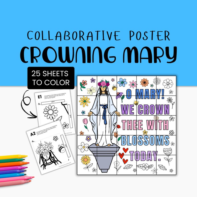 Mary Crowning Collaborative Poster – Catholic Classroom Mosaic (digital ...