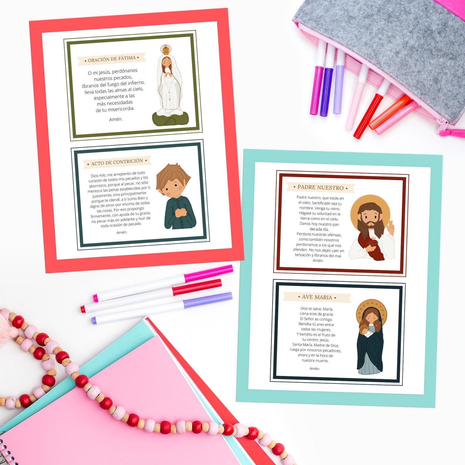 Catholic Prayer Cards for Kids | Spanish Mini-posters (digital Download ...