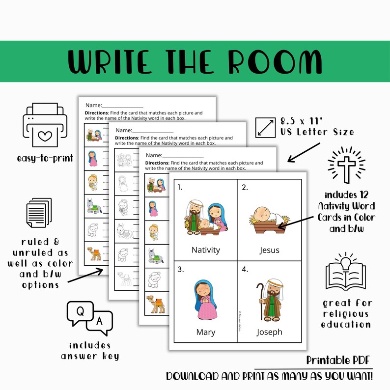 Nativity Write the Room Classroom Activity Elementary Writing Writing ...