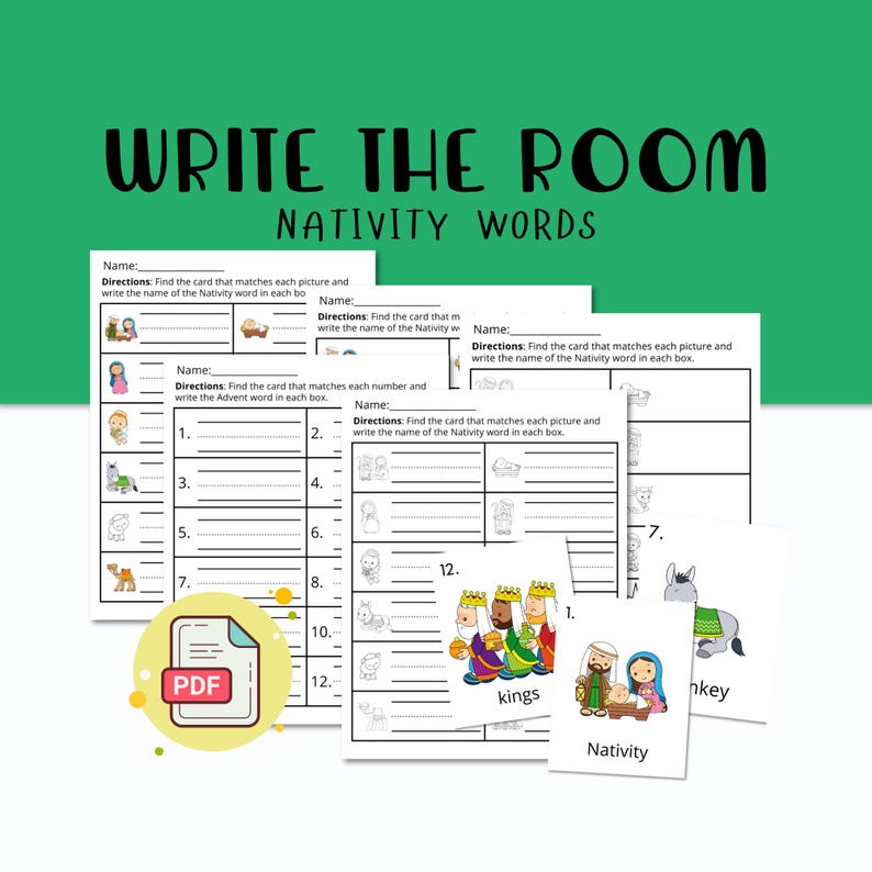 Nativity Write the Room Classroom Activity Elementary Writing Writing ...