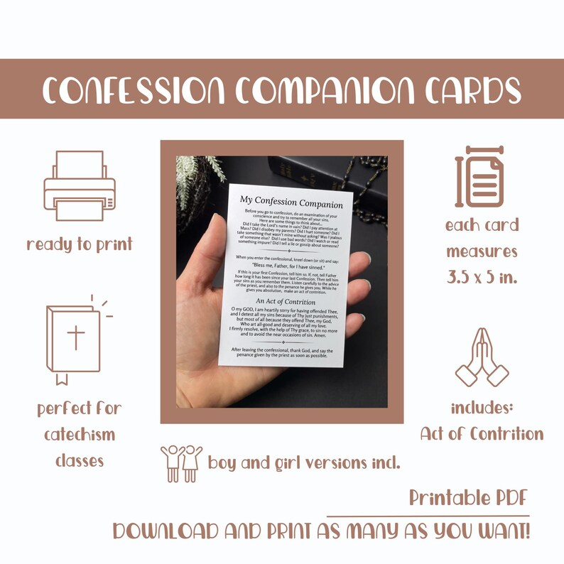 First Confession Companion Cards for Kids | Catholic Prayers (digital ...