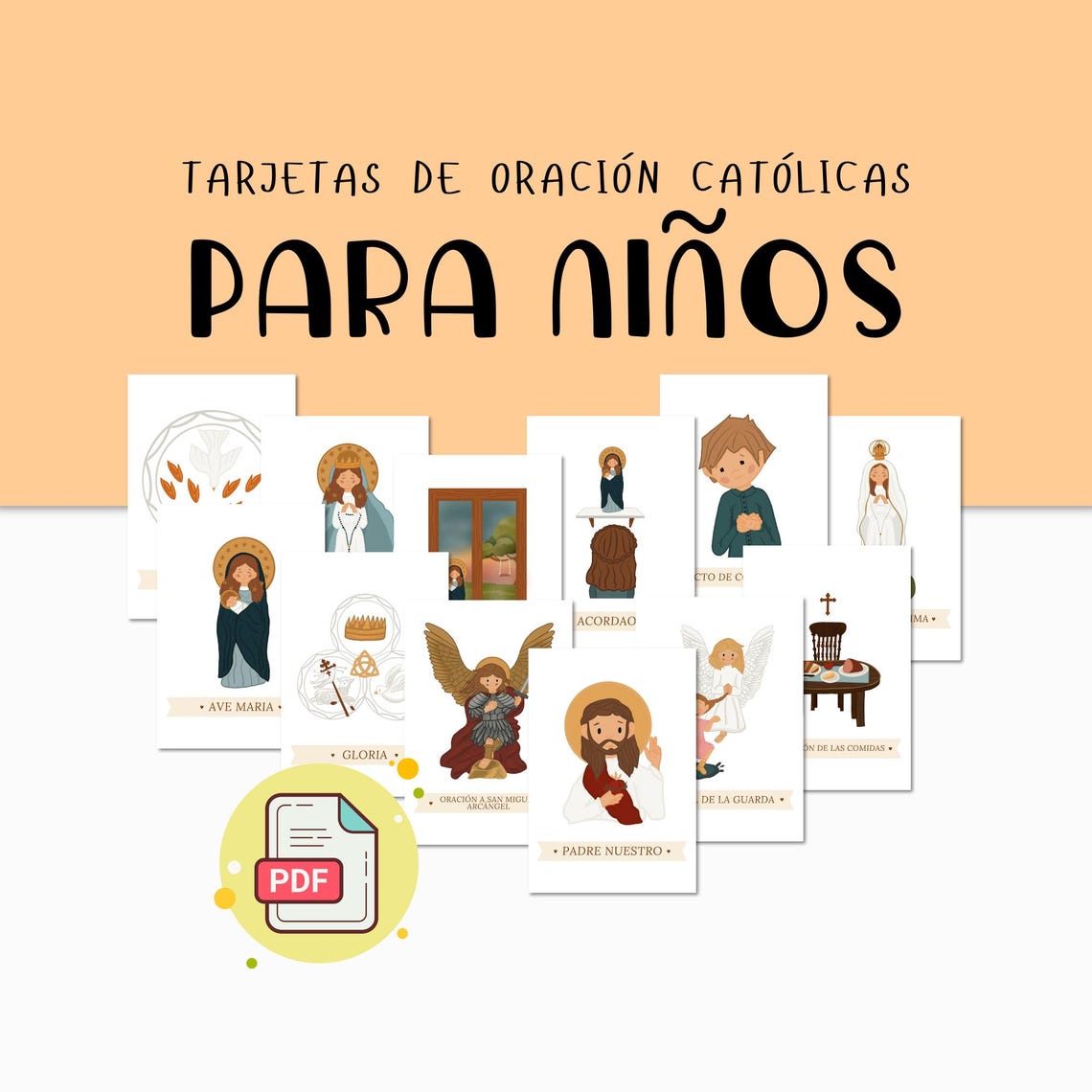 Spanish Catholic Prayer Cards for Kids | First Communion (digital ...