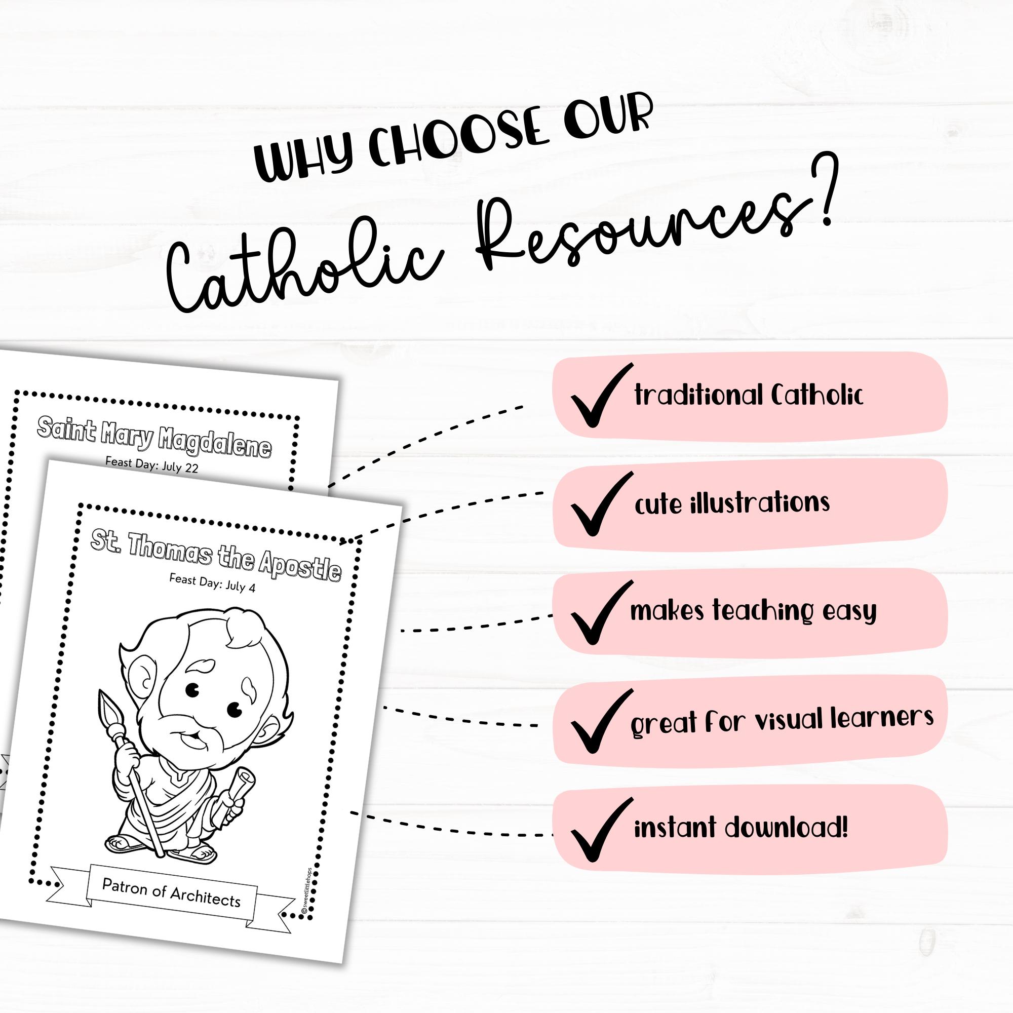 July Feasts Catholic Coloring Pages - Catholic Education - July Saints ...