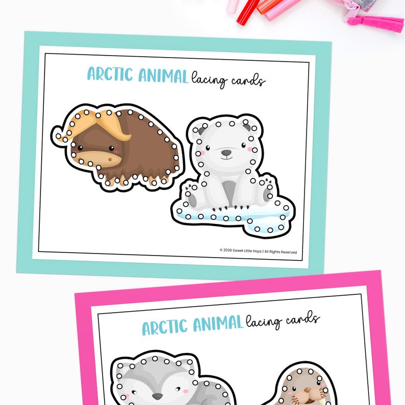 Arctic Animal Winter Lacing Cards | Homeschool & Preschool Fine Motor ...