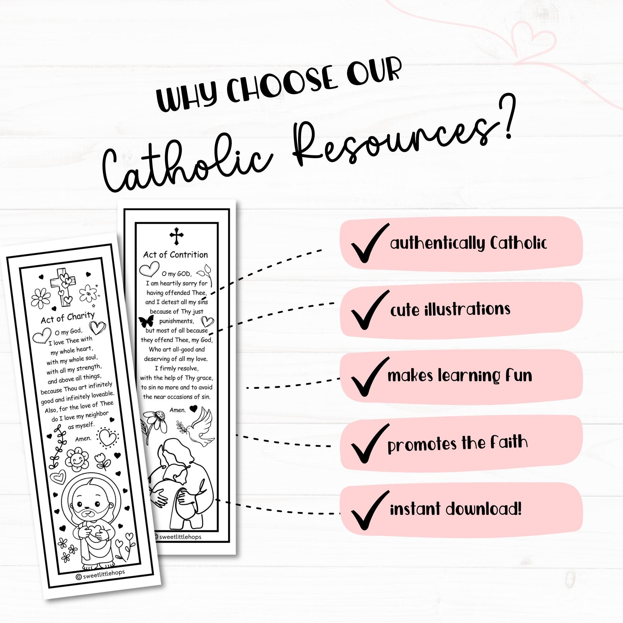 Catholic Coloring Bookmarks for Kids | Prayers, Jesus, Mary (digital ...