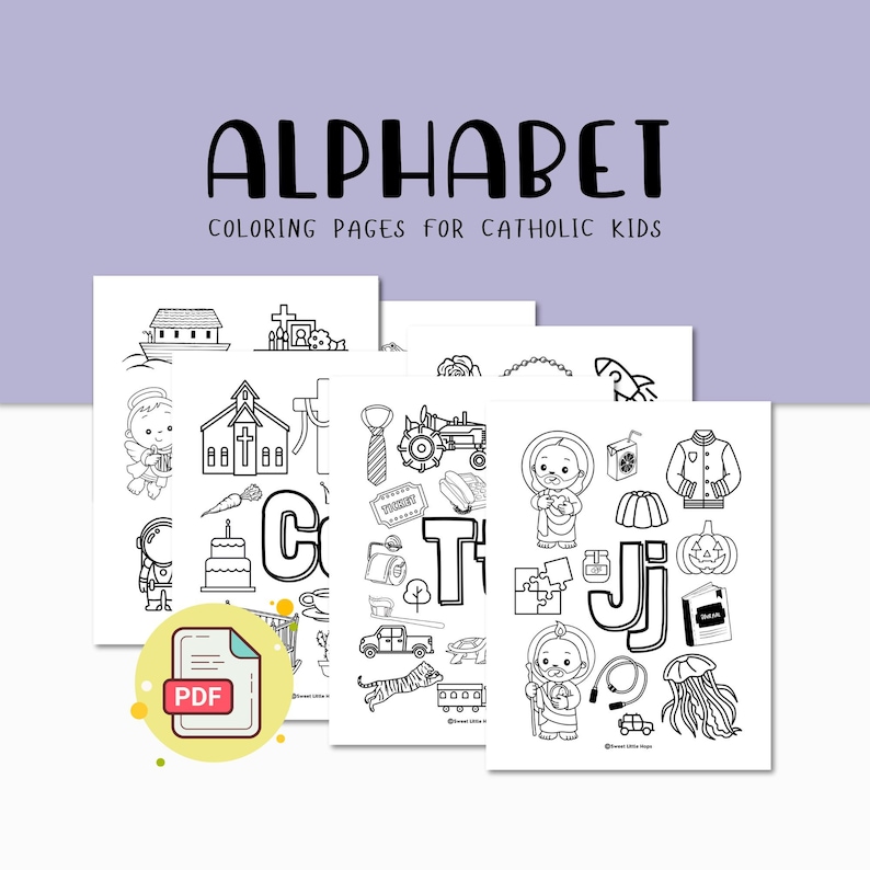 Catholic ABC Coloring Pages | Preschool Homeschool (instant Download ...