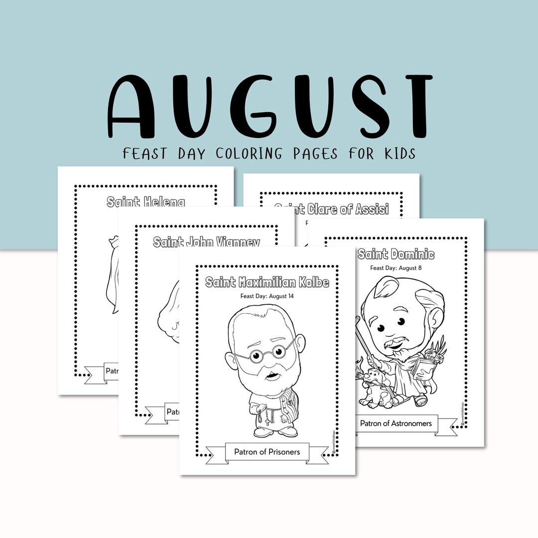 August Saints Coloring Pages – Catholic Feast Days (digital Download ...
