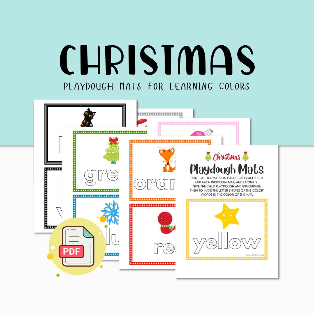 Christmas Color Learning Activity Mats Digital Download | Preschool ...