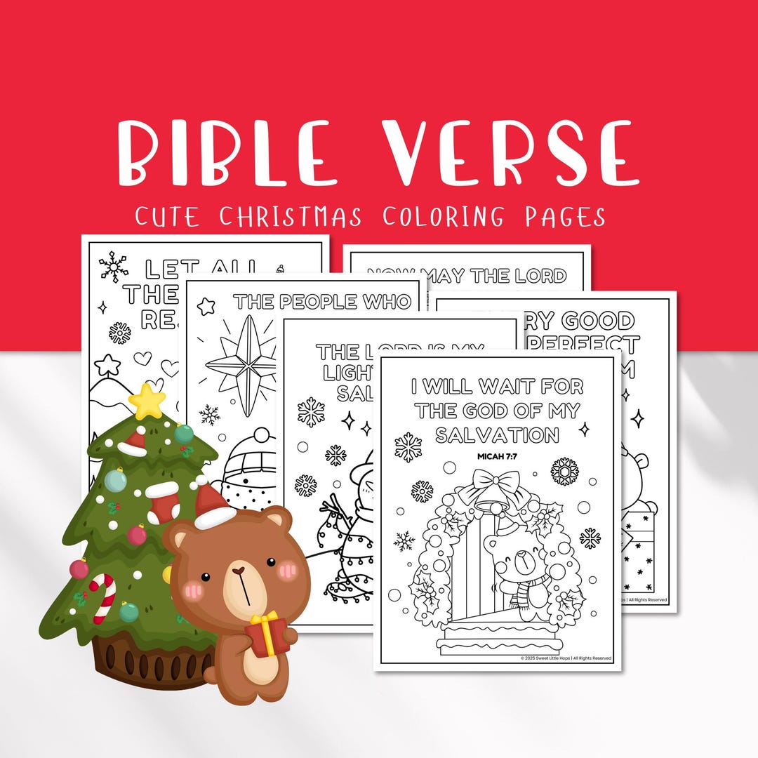 Whimsical Christmas Bible Verse Coloring Pages, Kids' Sunday School ...