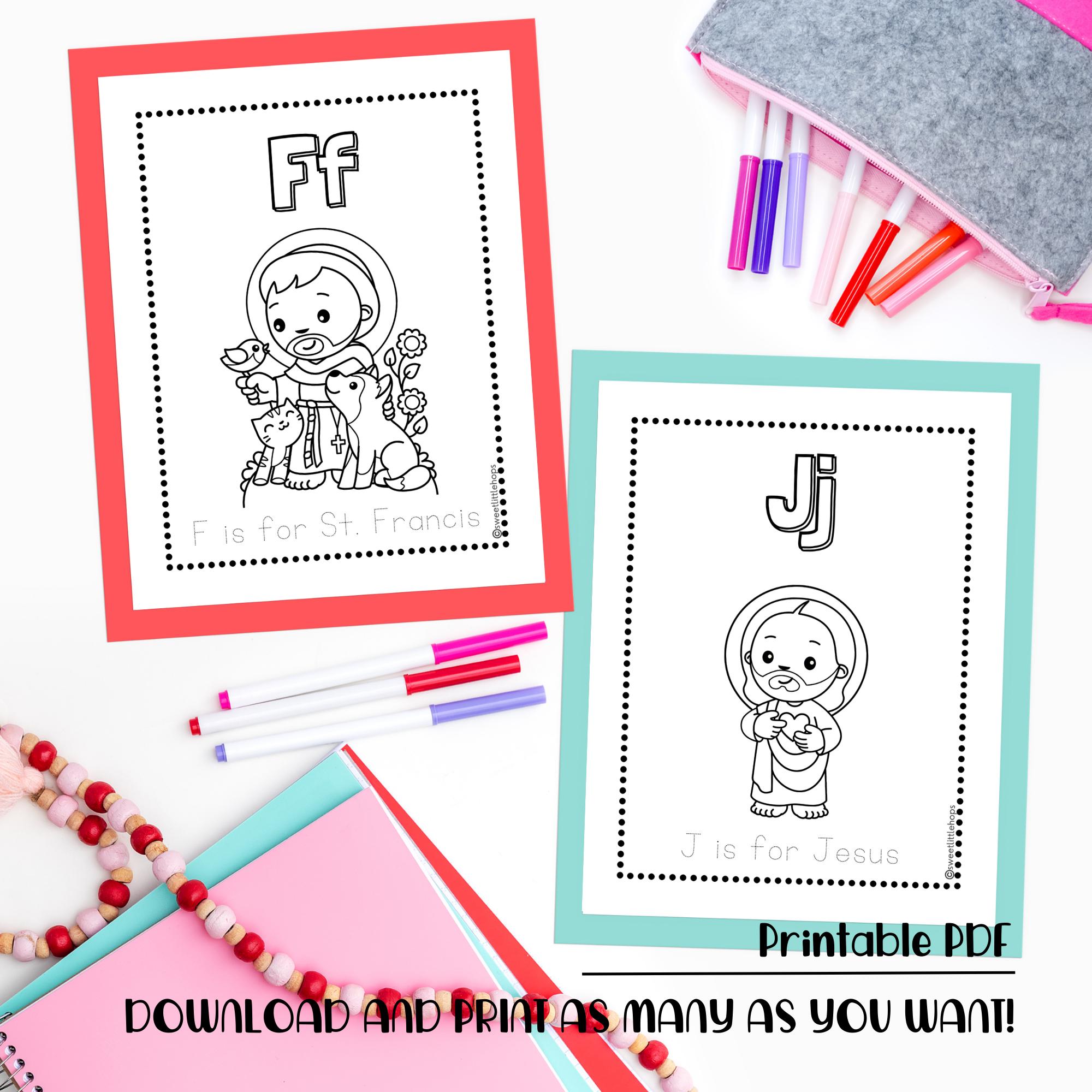 Catholic Coloring Pages for Alphabet Learning | Catholic Preschool ...