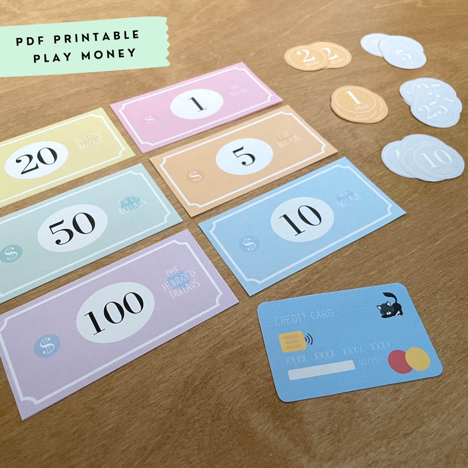 Printable Play Money for Kids, Pretend Play Currency for Toddlers and ...