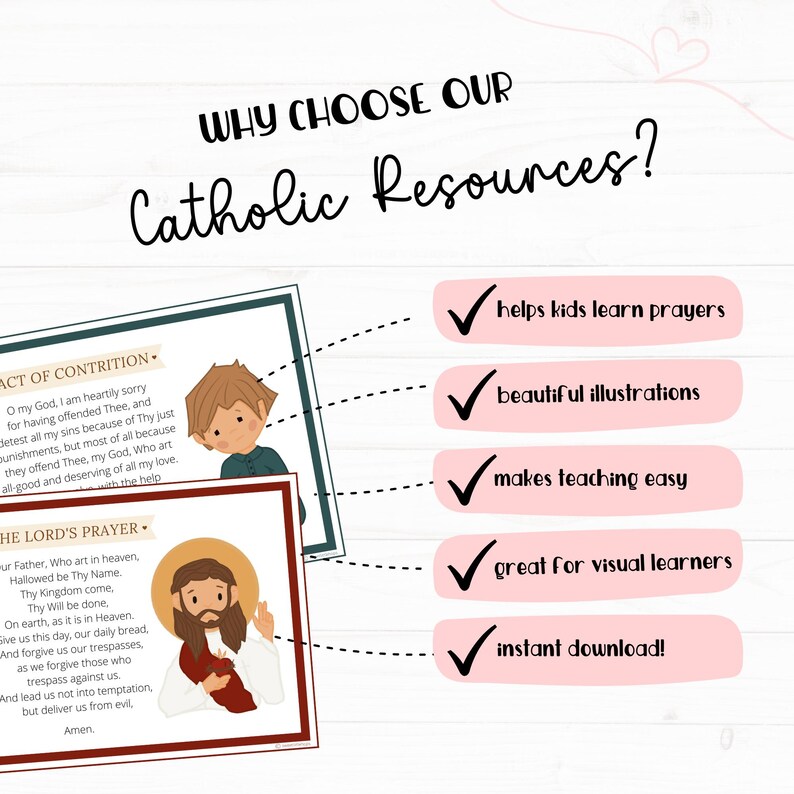 Catholic Prayer Mini-posters for Kids | Homeschool Resource (digital ...