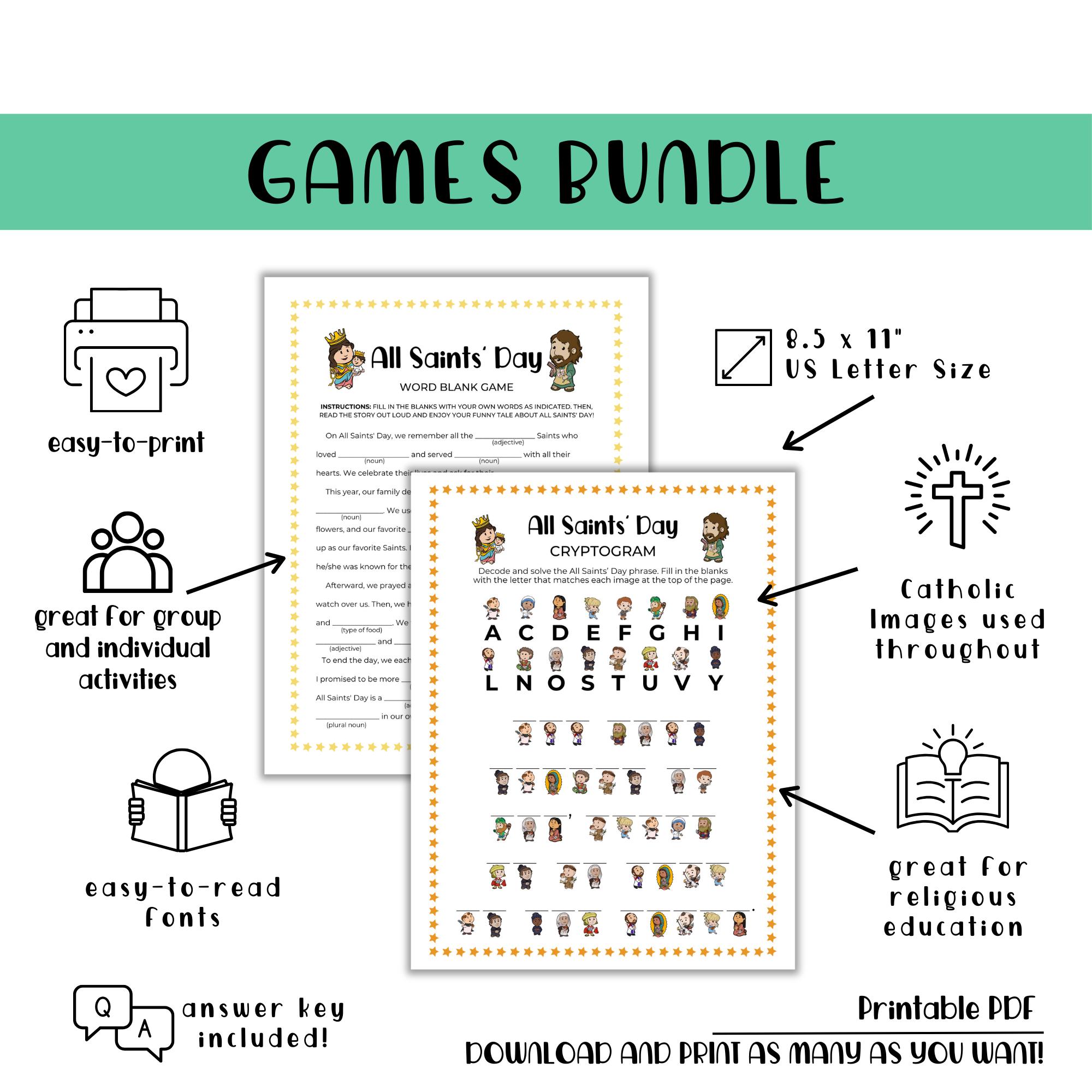 All Saints' Day Games Bundle | Catholic Trivia, Riddles (digital ...