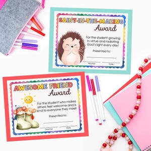 Catholic End of Year Awards | Watercolor Printable Certificates (PDF ...