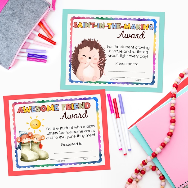 Catholic End of Year Awards | Watercolor Printable Certificates (PDF ...