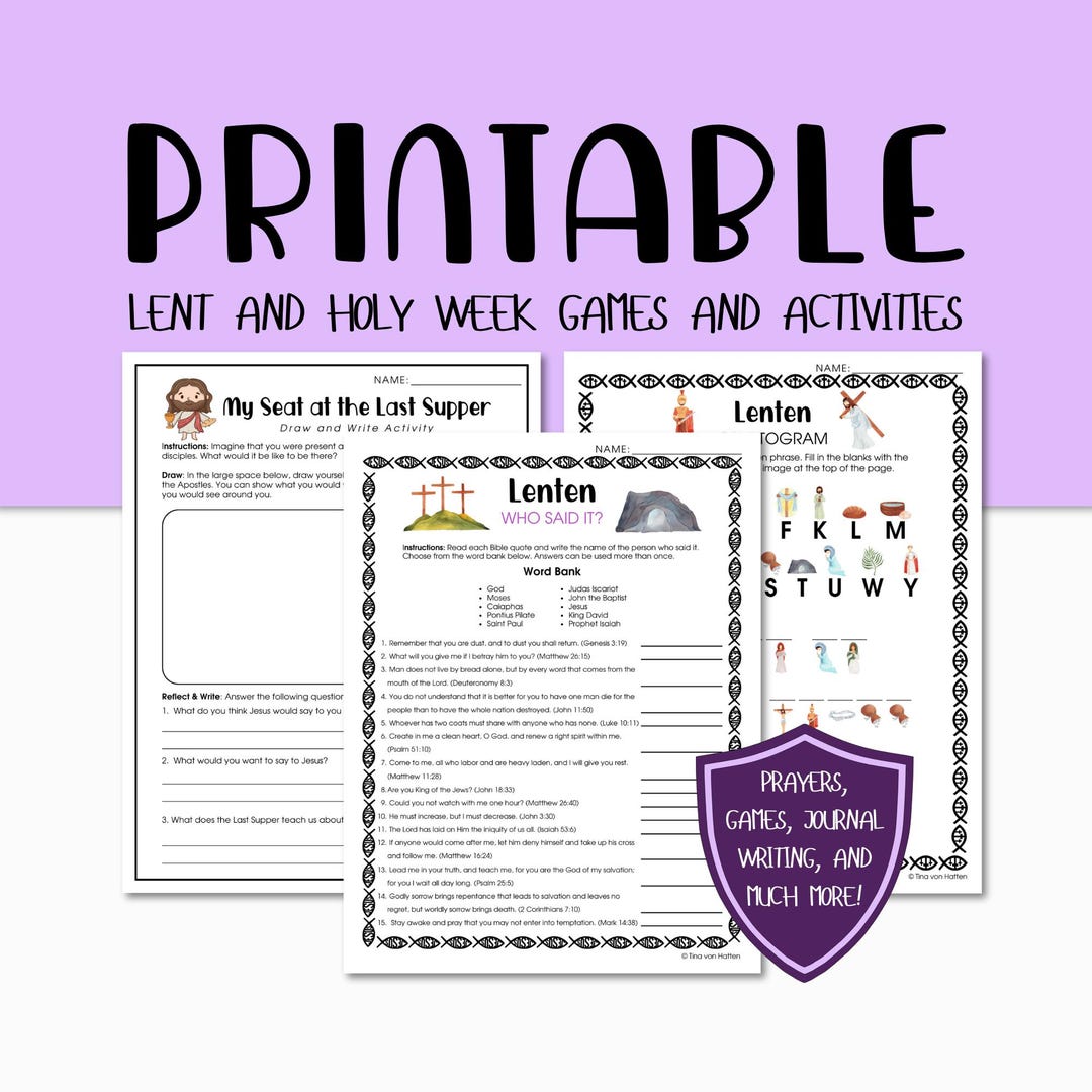 Lent Activity for Catholic Children - Printable Lent Games - Homeschool ...