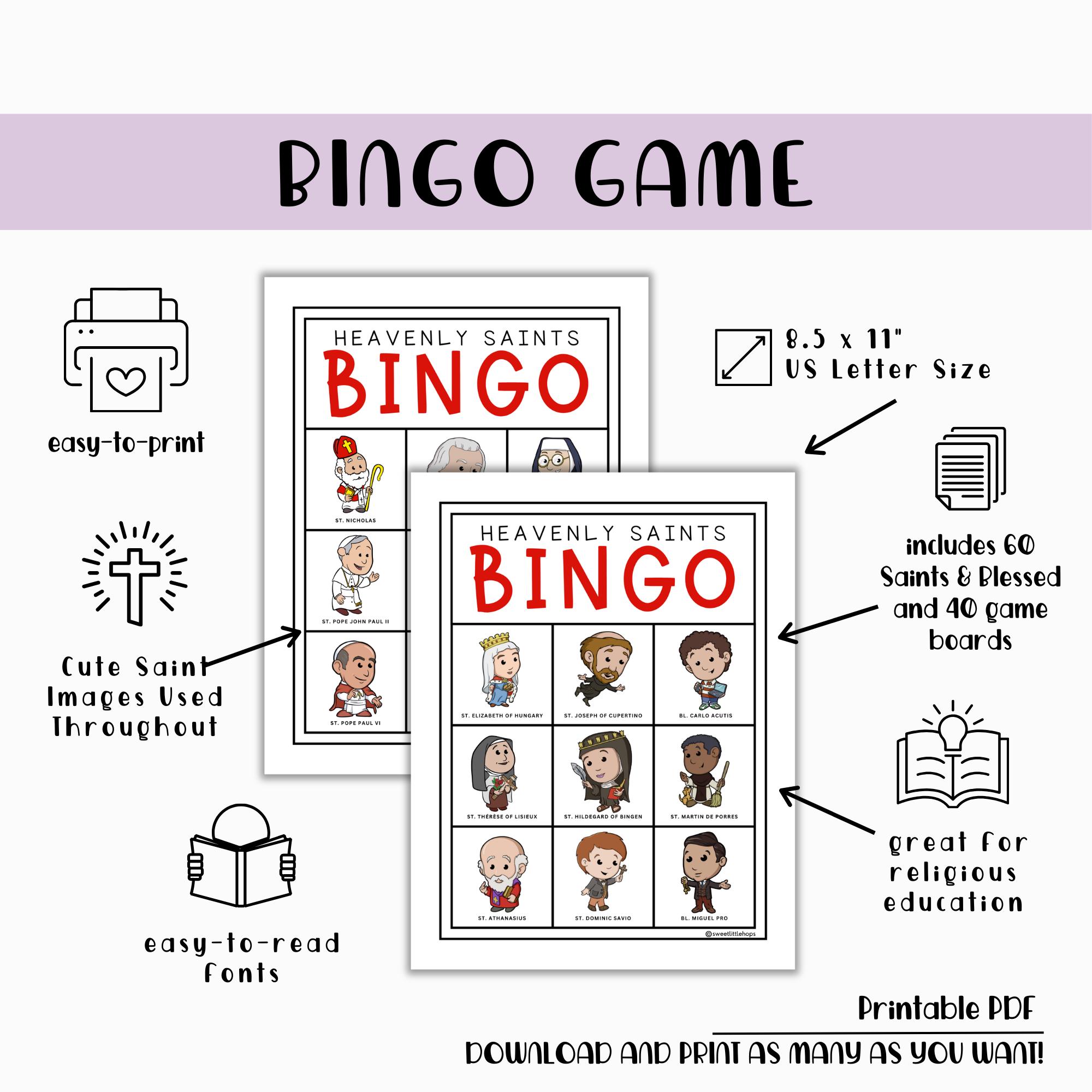 All Saints Day Bingo Game | Catholic Education | Catholic Homeschool ...