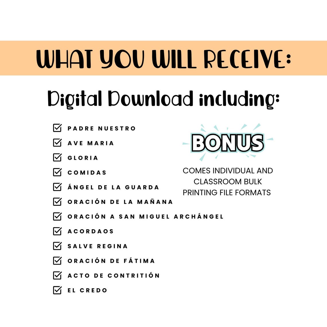 Spanish Catholic Prayer Cards for Kids | First Communion (digital ...