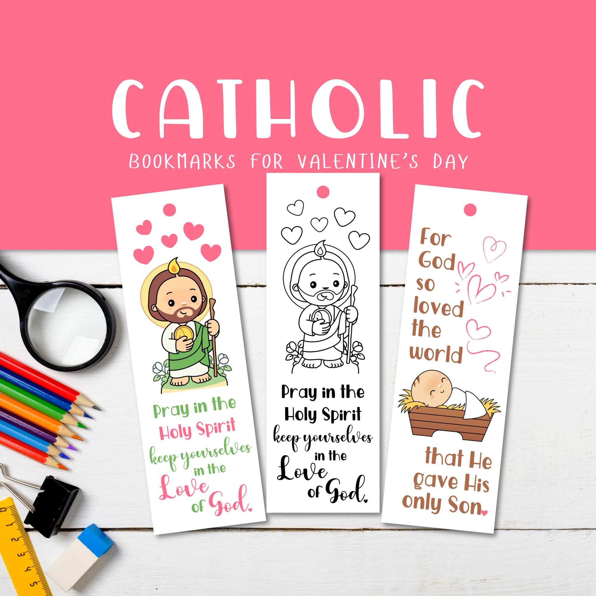 Catholic Valentine's Day Bookmarks for Kids | Saint Quotes (digital ...