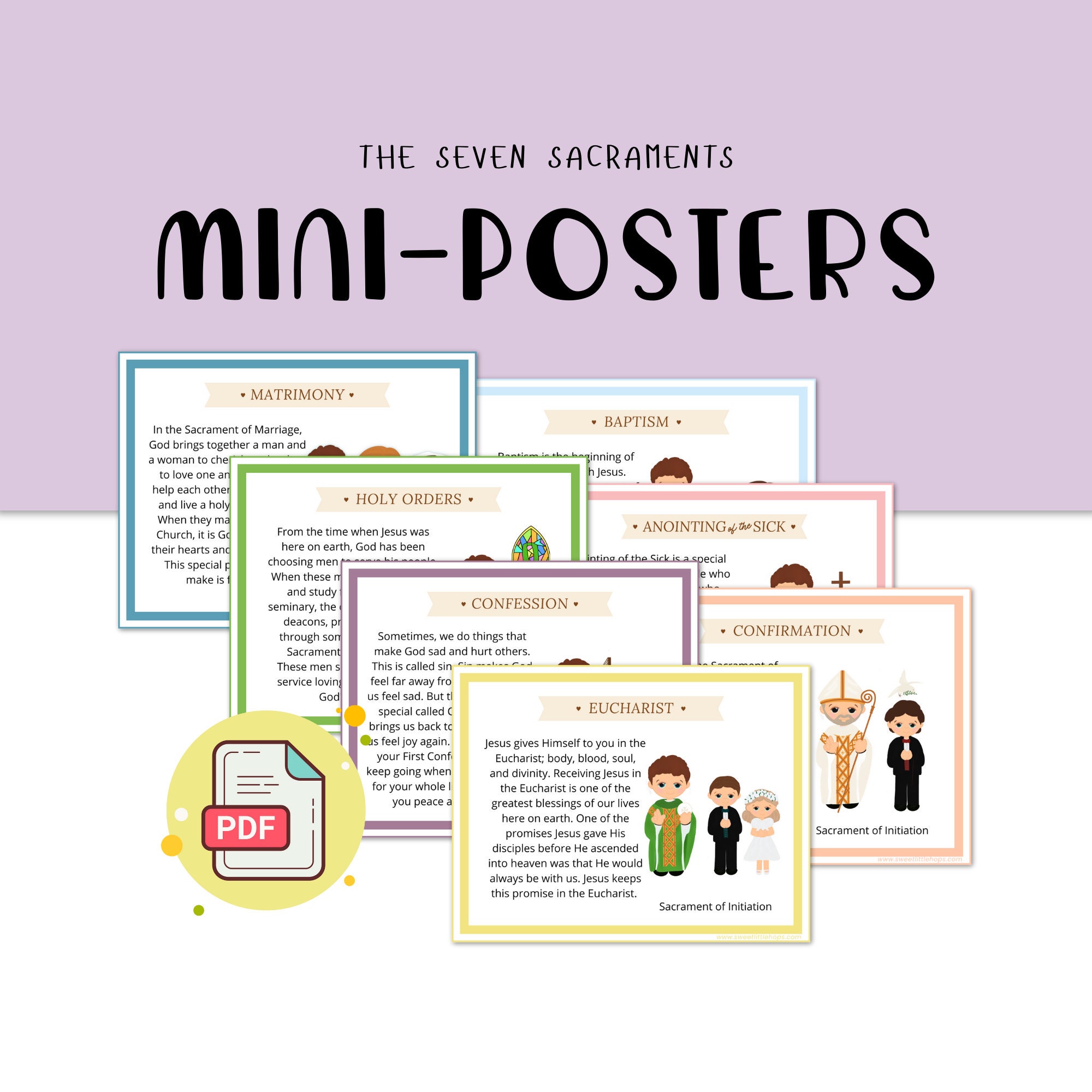 Seven Sacraments Mini-posters for Catholic Kids | Catholic Education ...
