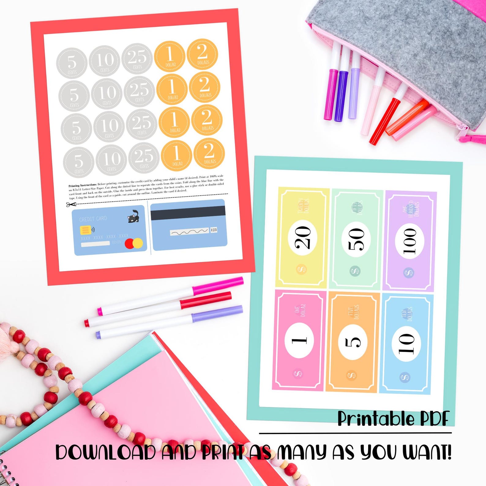 Printable Play Money, Pretend Play Bills & Coins (PDF) - Etsy