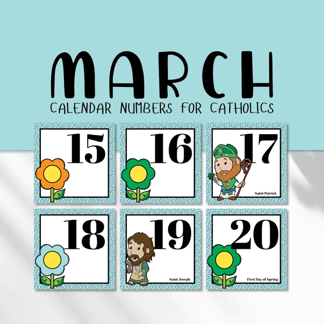 March Calendar Numbers – Classroom Pocket Chart Cards for Catholic ...