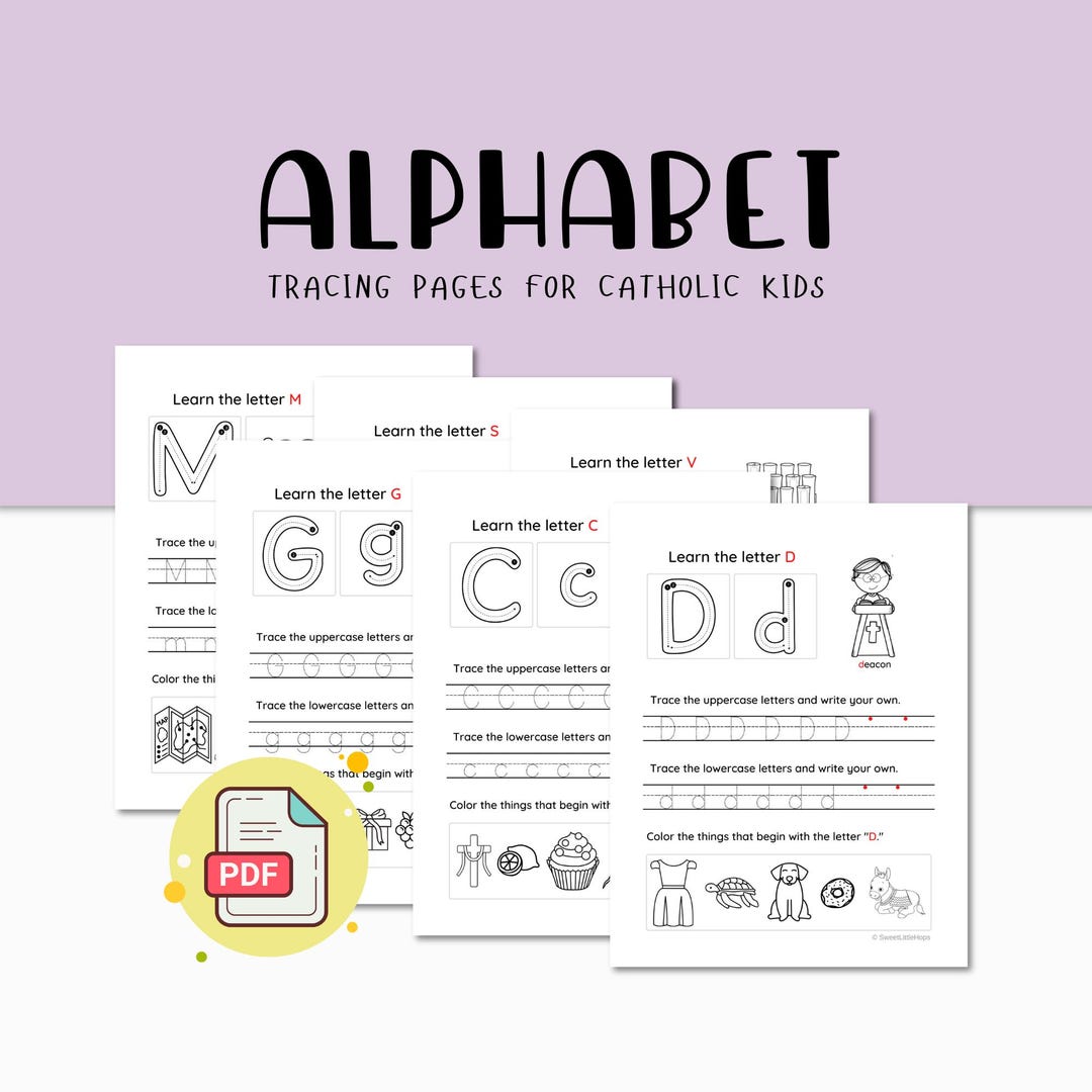 Catholic ABC Tracing Pages for Preschool Catholic Preschool Letter of ...