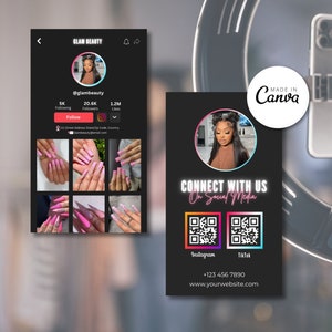 2024 Tik Tok Business Card Template, QR Code Card, Social Media Card ...