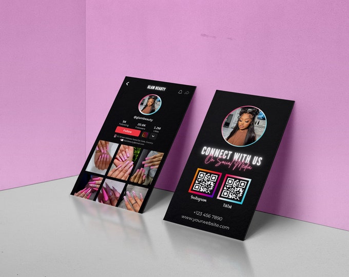Tik Tok Business Card QR Code Card Template Design IG Influencer Card ...