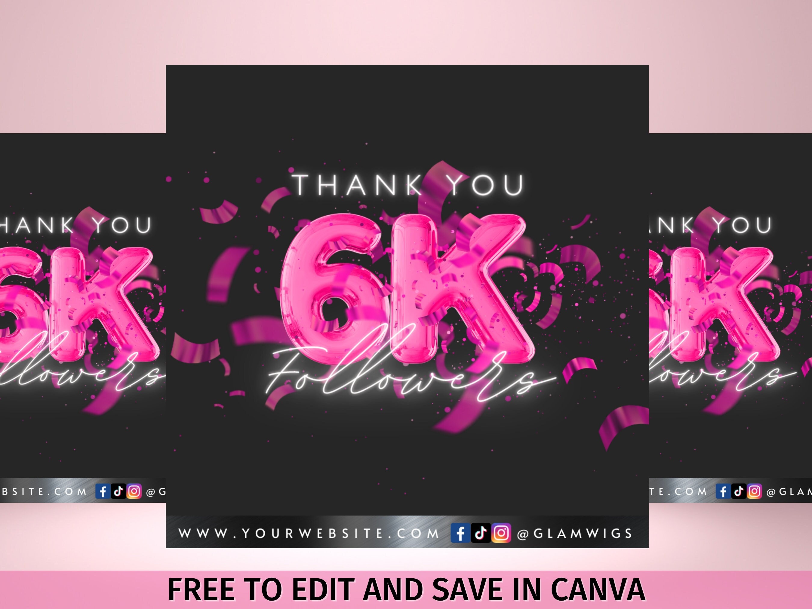 Pink 6K Followers Celebration Flyer, DIY Lashes, Hair, Nails, Beauty ...