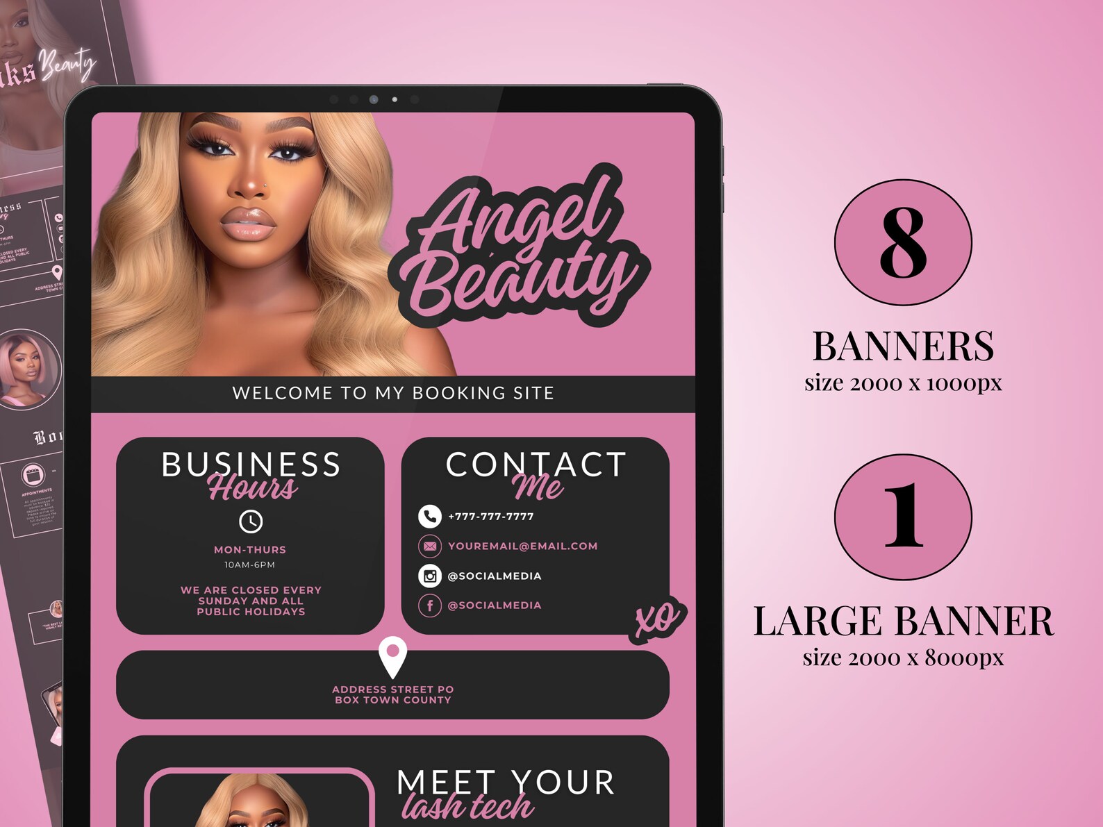 Acuity Scheduling Template: Black & Pink Salon Banner (canva Template ...