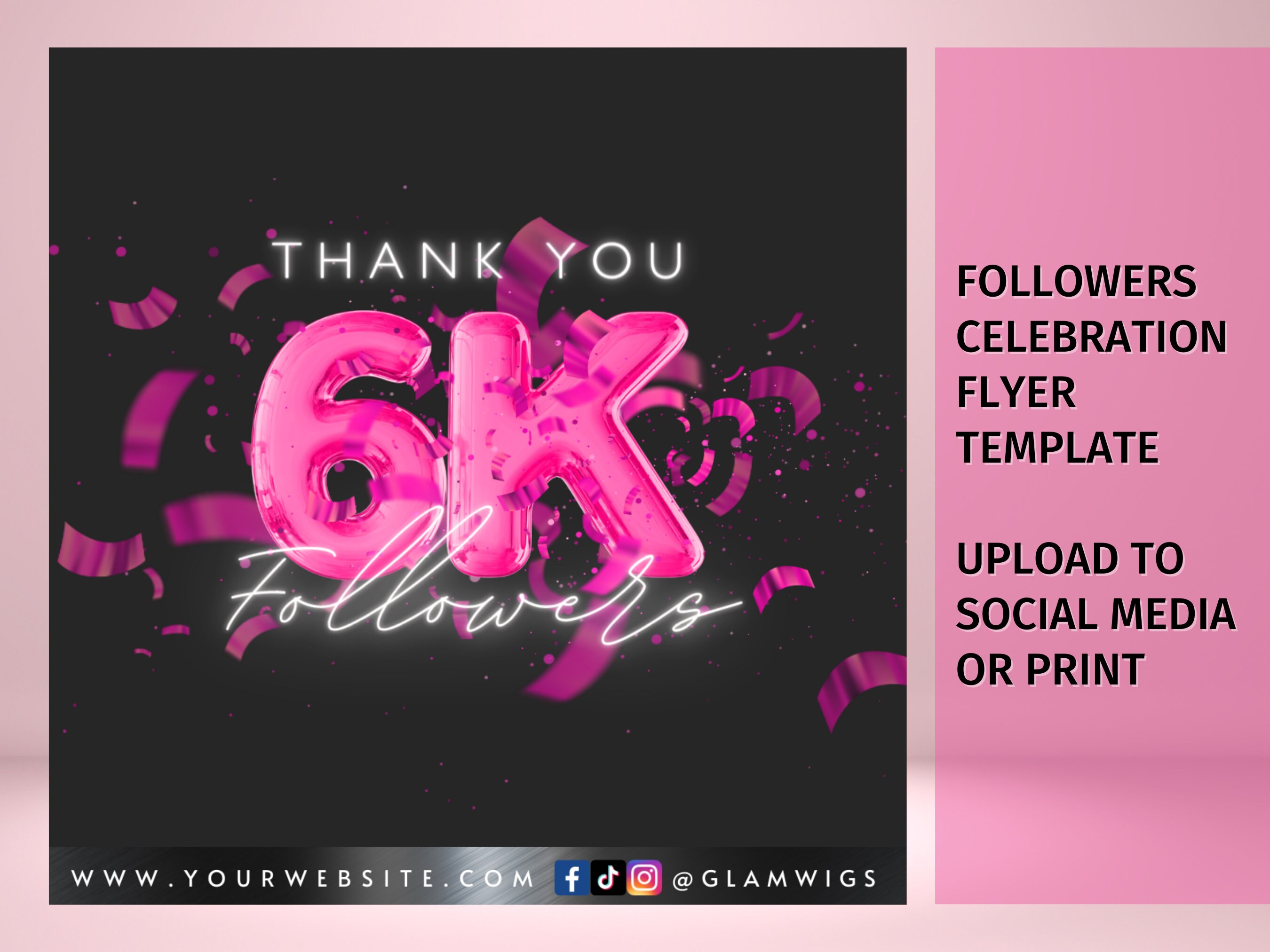 Pink 6K Followers Celebration Flyer, DIY Lashes, Hair, Nails, Beauty ...