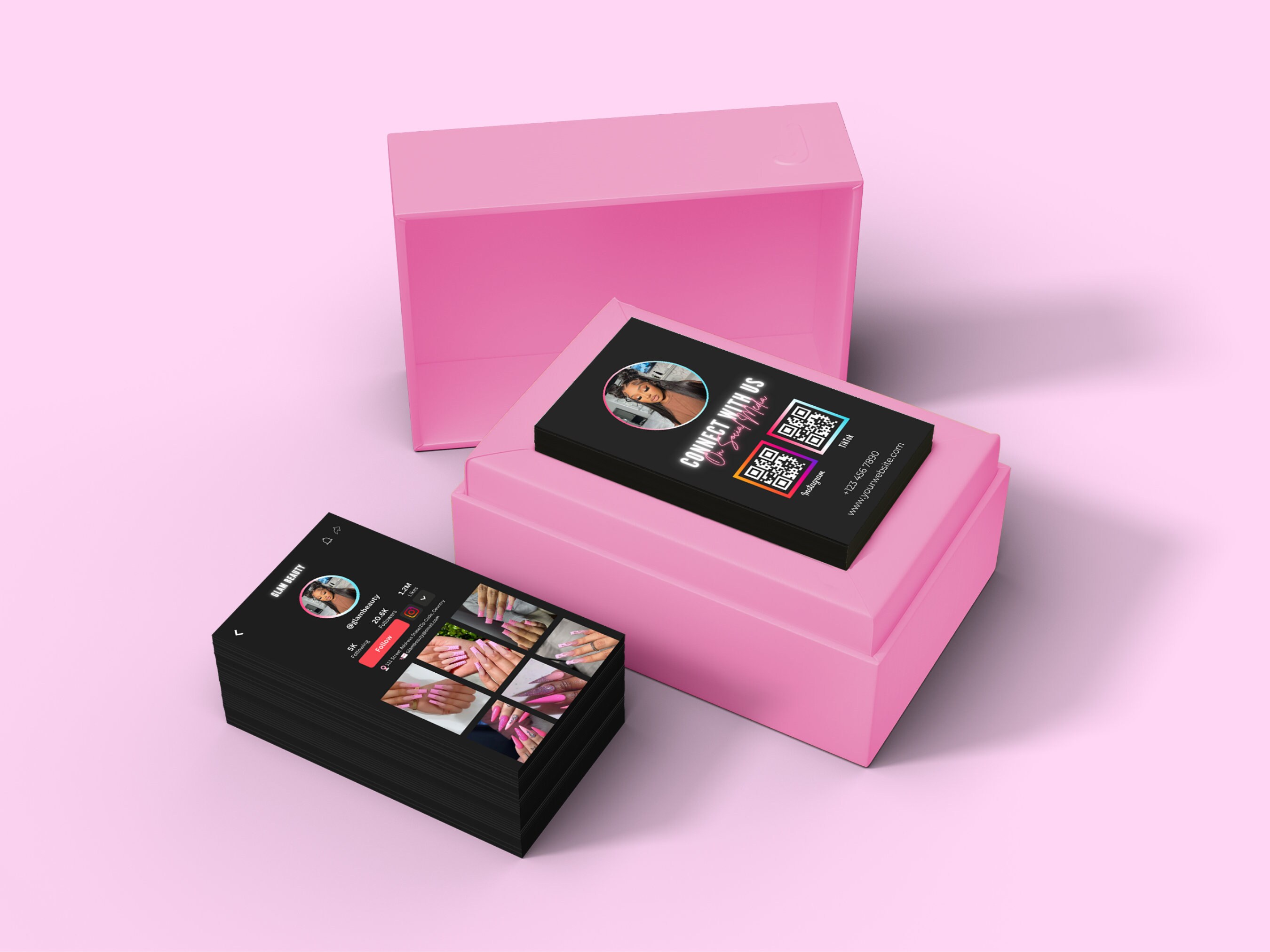 Tiktok QR Code Business Card Template: Social Media Design (canva ...