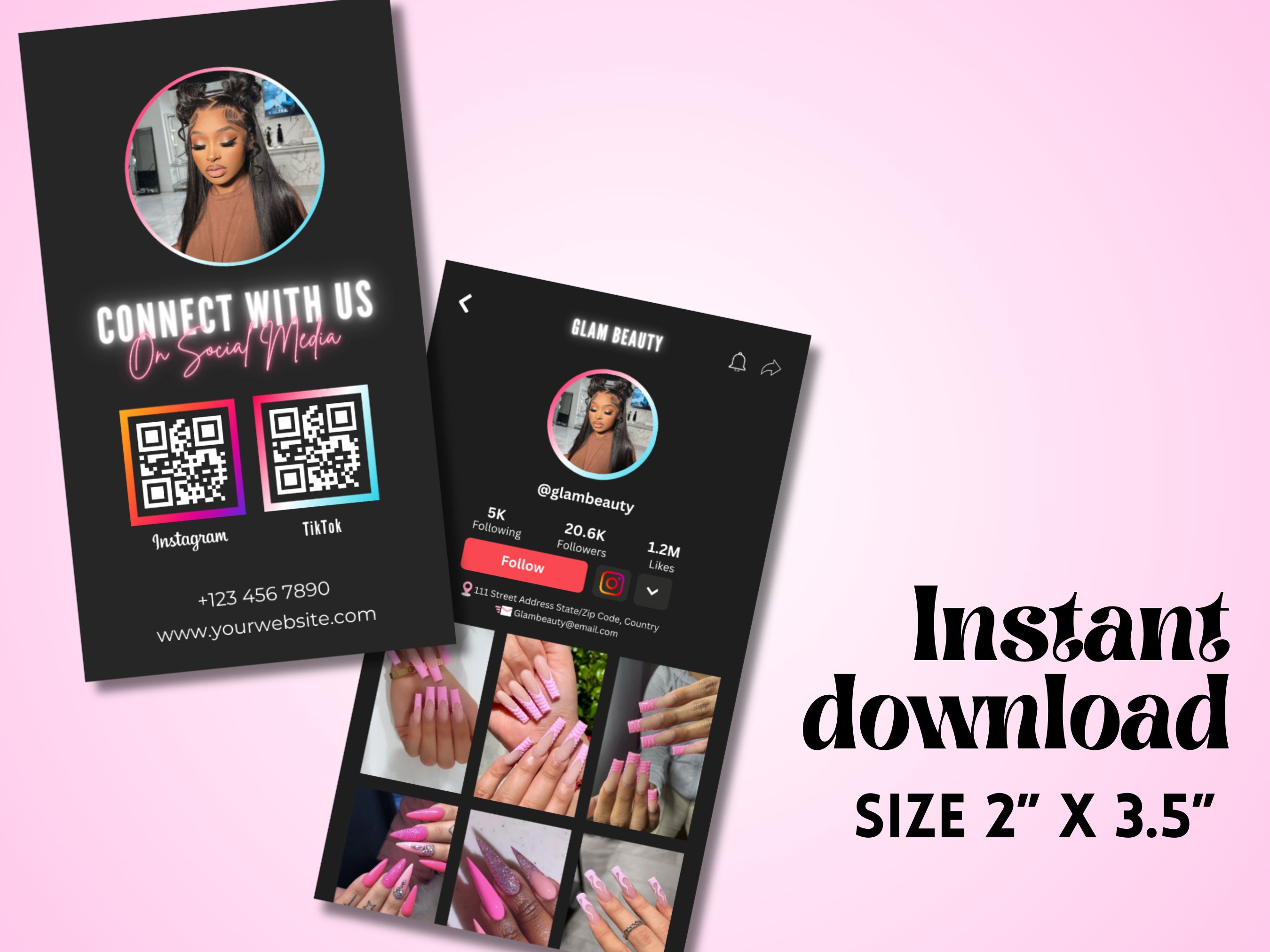 Tiktok QR Code Business Card Template: Social Media Design (canva ...