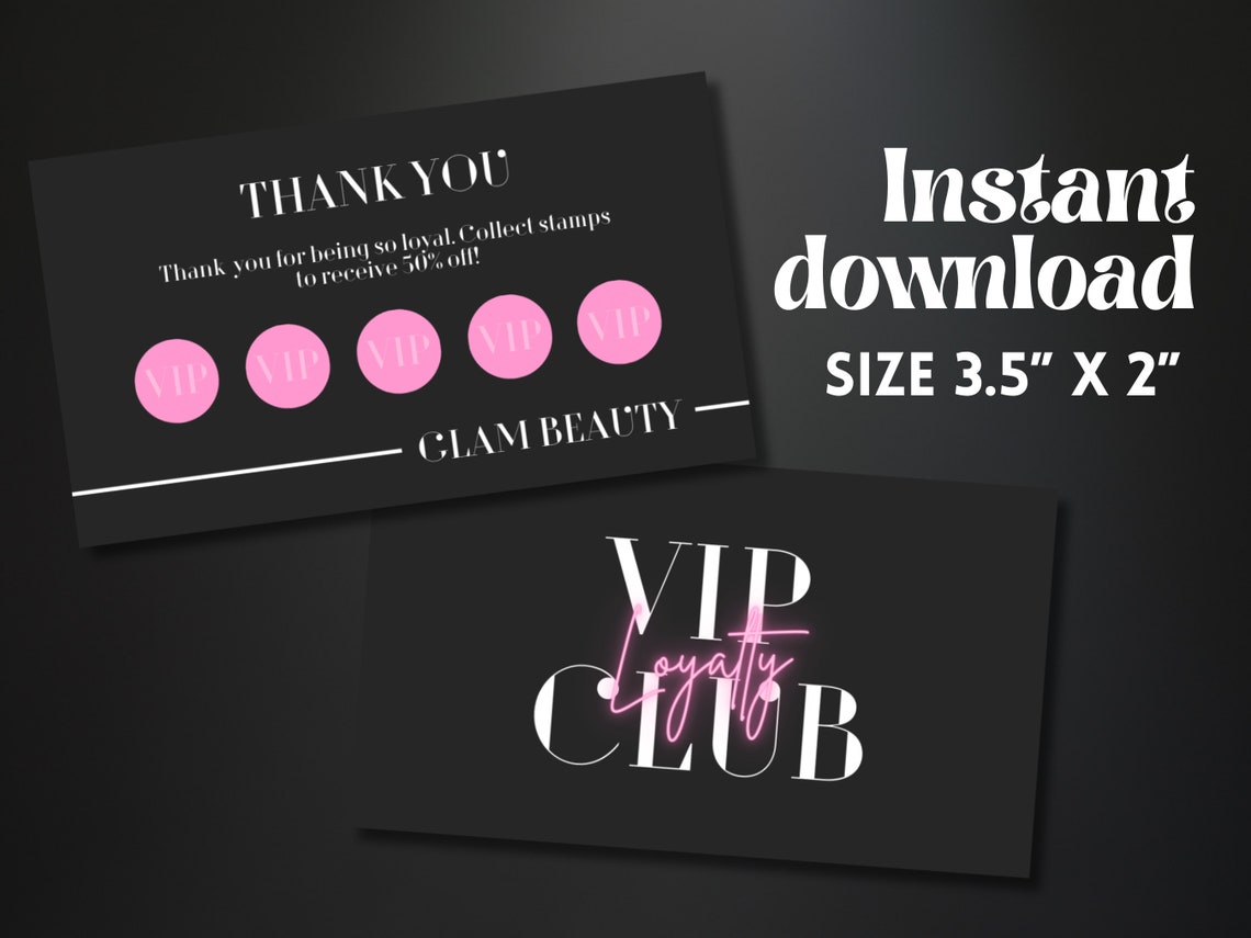 Editable VIP Loyalty Card Template: Salon Business Rewards (DIY Canva ...