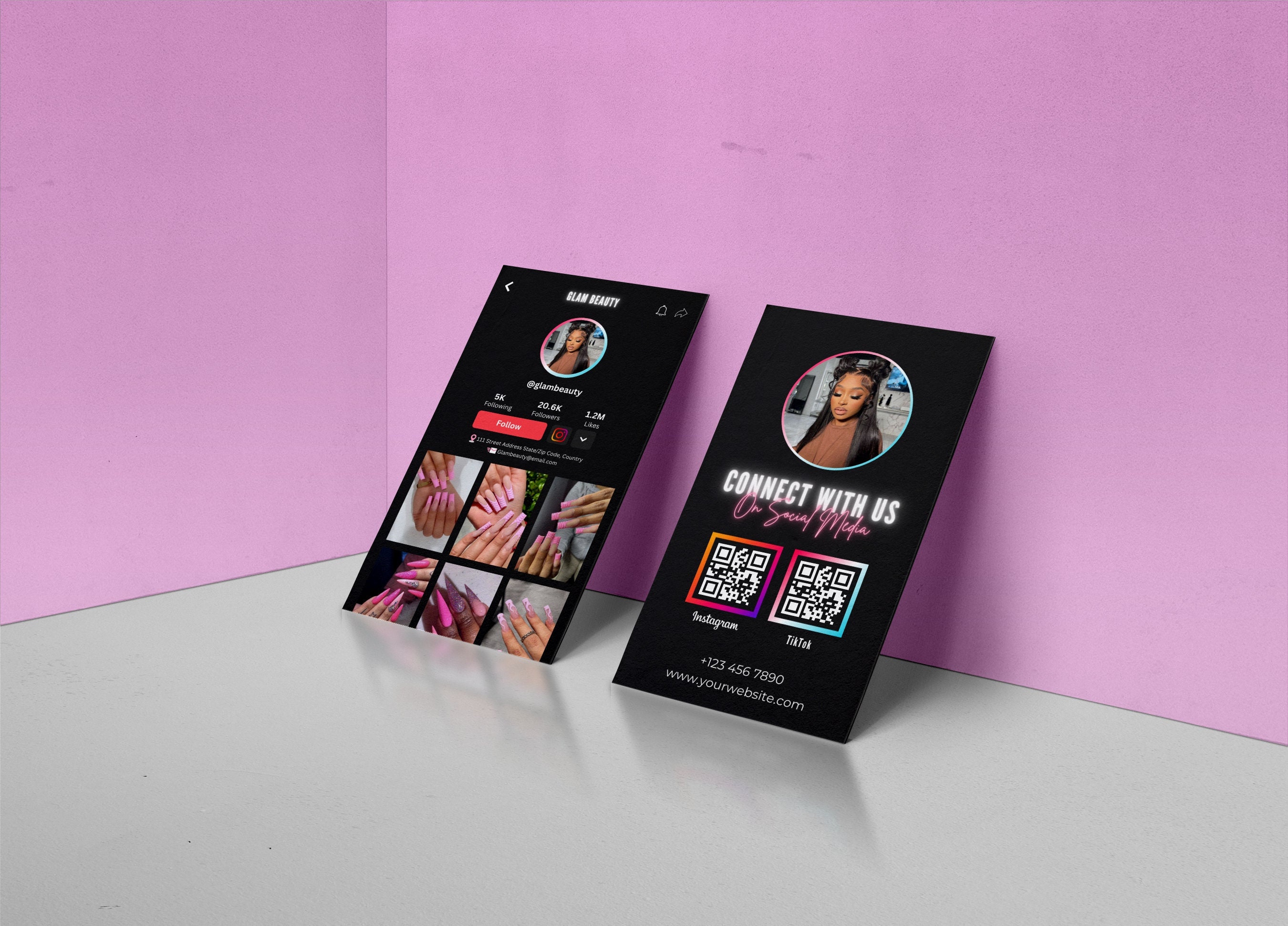 Tiktok QR Code Business Card Template: Social Media Design (canva ...