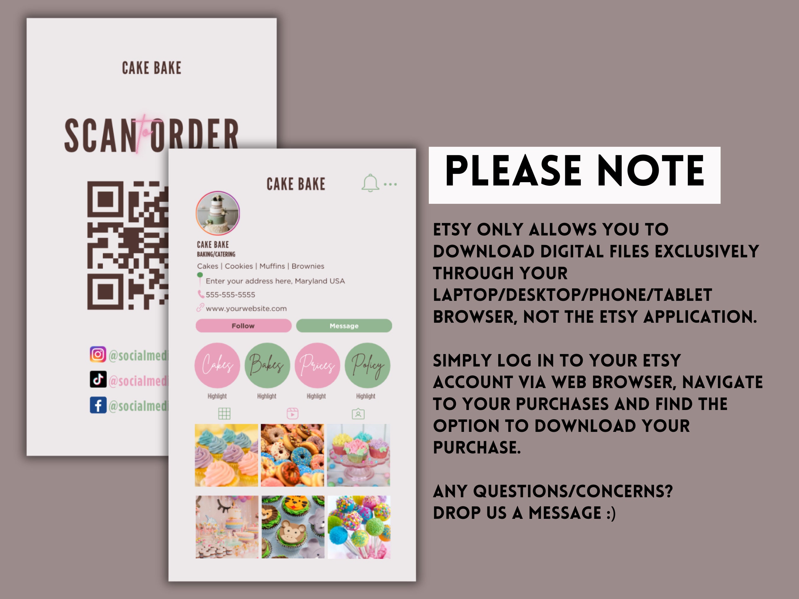 Instagram Business Card Template QR Code Card IG Business - Etsy