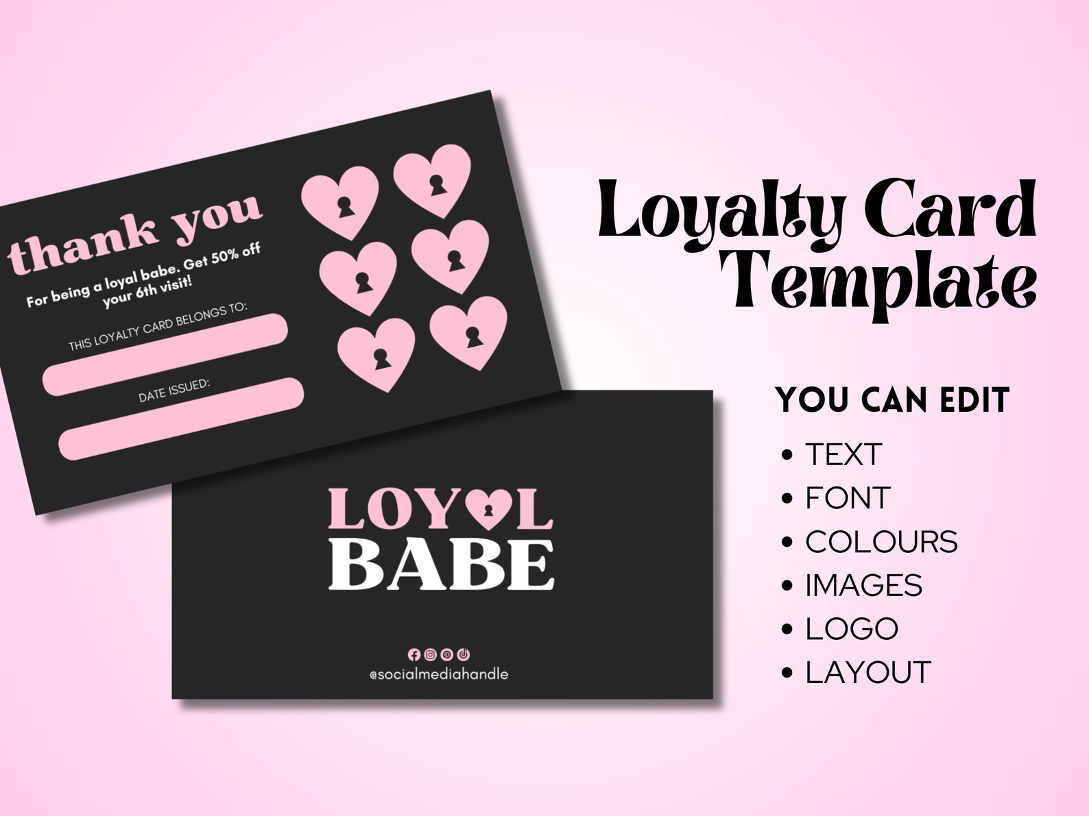 Beauty Loyalty Card Template: Salon Rewards Card, DIY Canva Design ...