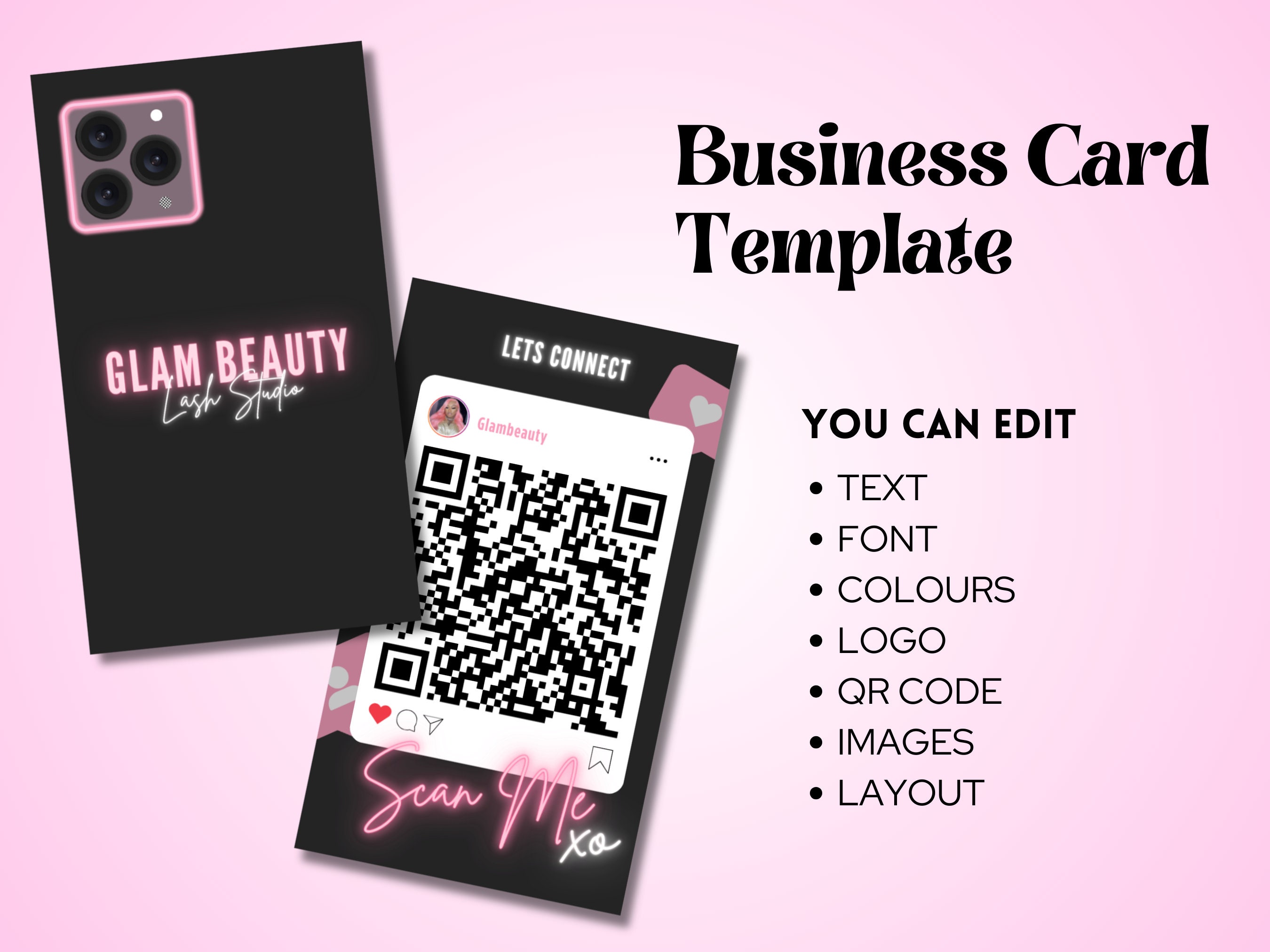 Cell Phone Business Card Template, DIY Canva Template , IG Influencer ...