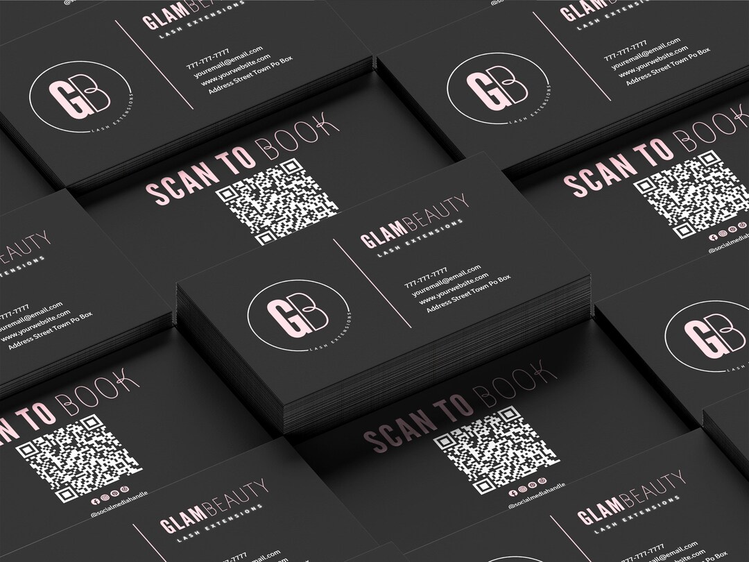 Beauty Business Card Template: Salon, Lashes, Hair, Nails, QR Code ...