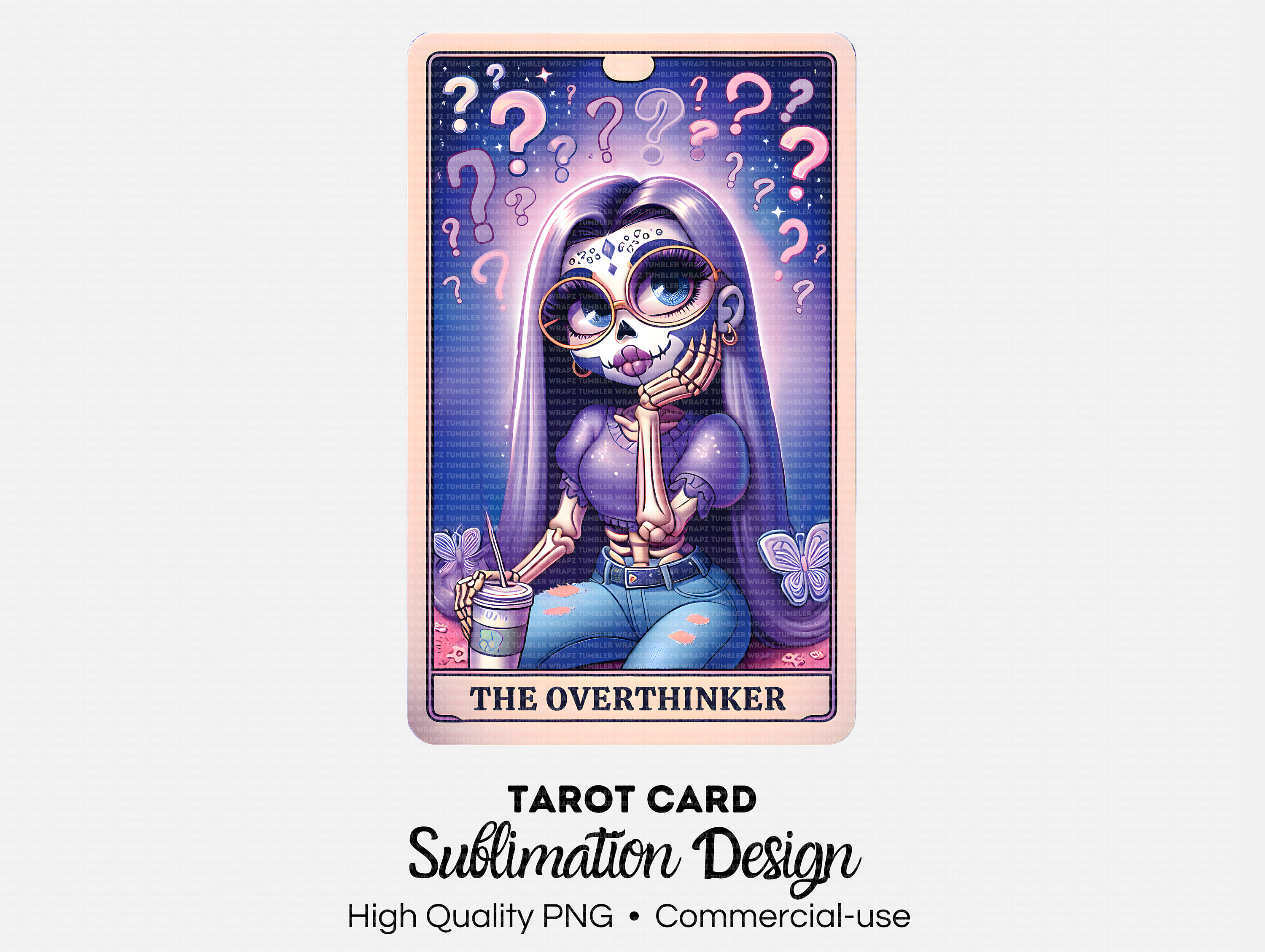 The Overthinker Funny Tarot Card Png, Witchy Sublimation Template ...
