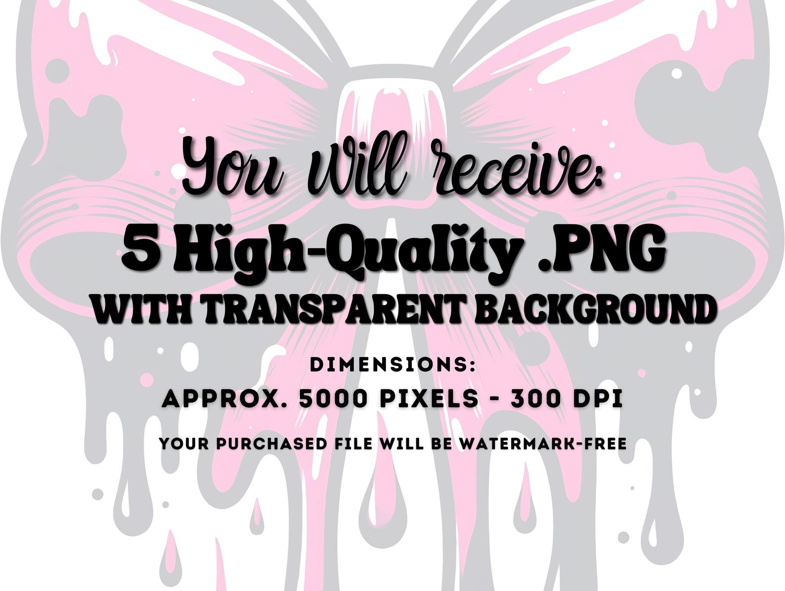 Pink Cow Print Bow Bundle | Dripping Bow Clipart for DTG Sublimation ...