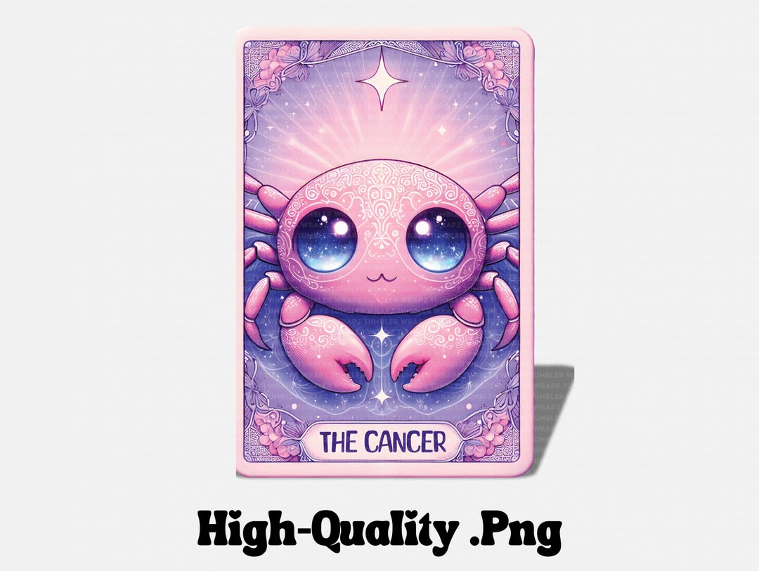 The Cancer Tarot Card PNG, Zodiac Sublimation Template, Horoscope ...