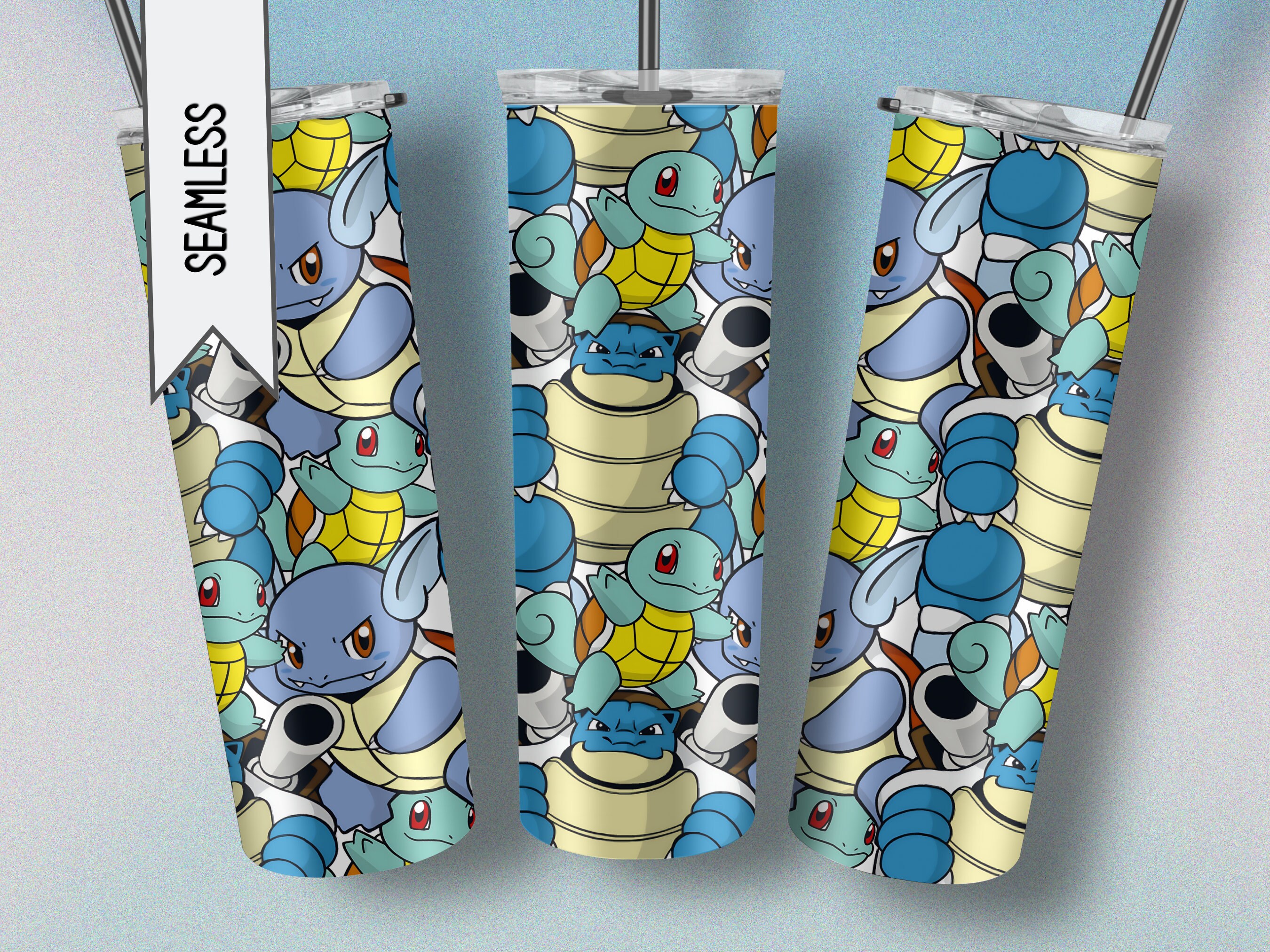 Kids Seamless Tumbler Wrap Design, Pokemon Tumbler Sublimation, Cartoon ...