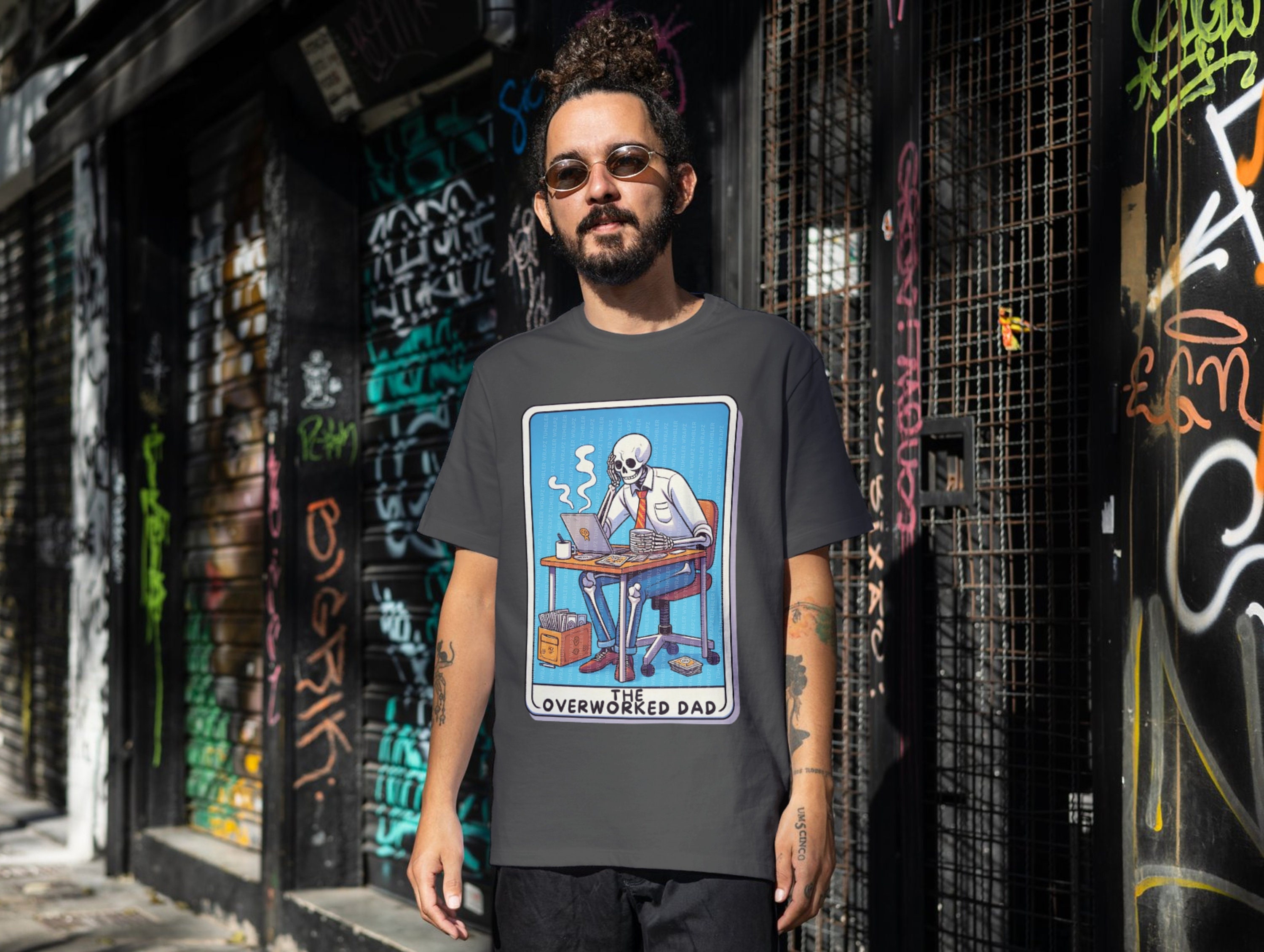 The Overworked Dad Tarot Card PNG - Funny Skull Sublimation Design for ...