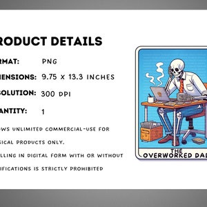 The Overworked Dad Tarot Card PNG - Funny Skull Sublimation Design for ...