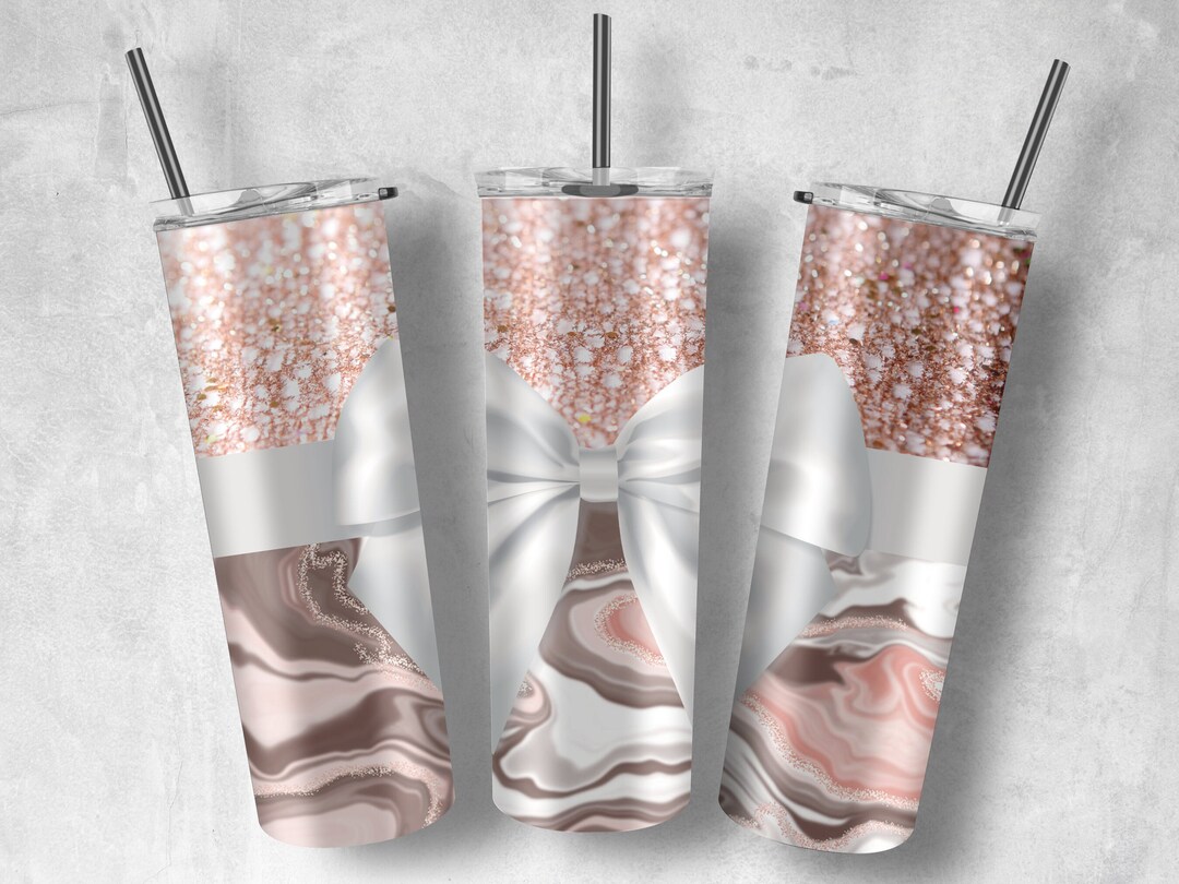 Pink Marble Tumbler Wrap, Bow Tumbler Wrap, Glitter Tumbler, 20oz ...