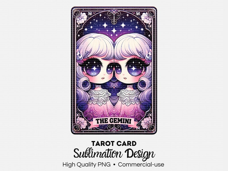The Gemini Tarot Card Png, Zodiac Digital Tarot Card, Witchy Trendy ...